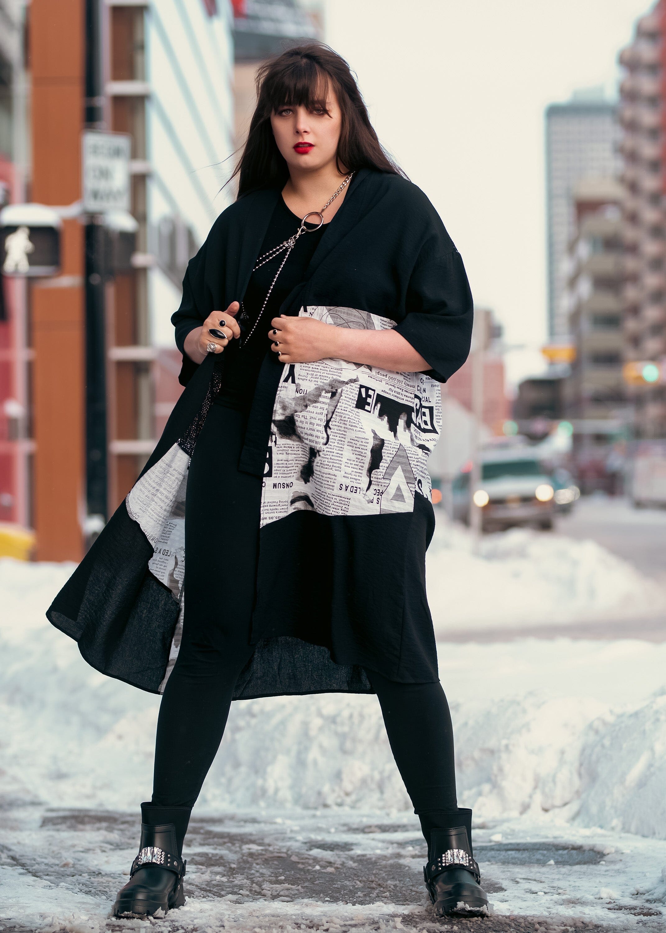 Newsprint and Mesh Kimono - Kate Hewko Concept Store – Kate Hewko Canada
